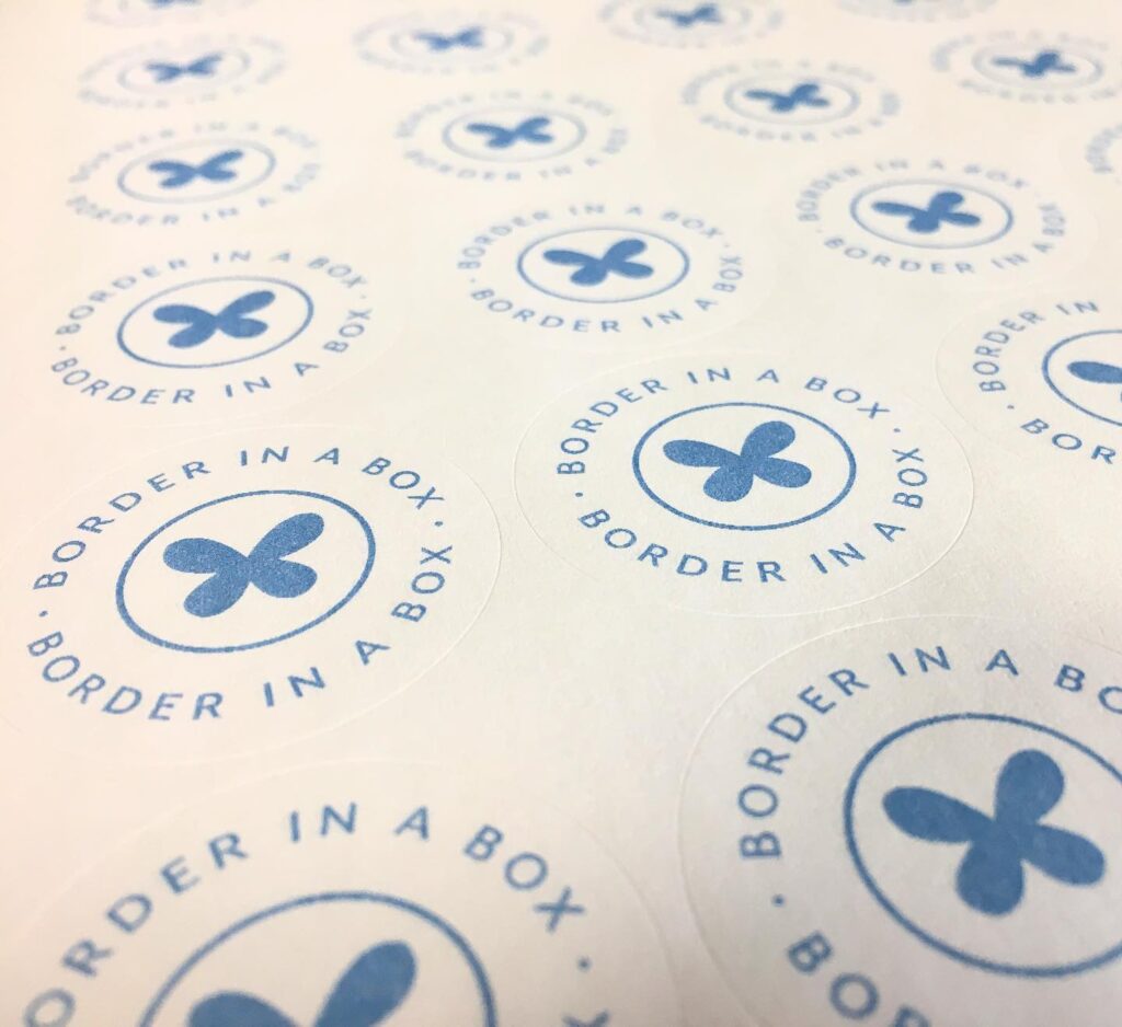 Paper Labels - Custom printed on recycled adhesive sheets.